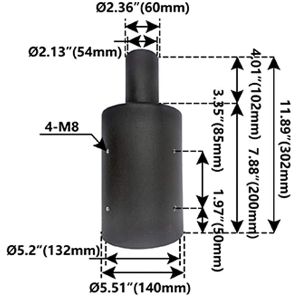 Round Tenon Adaptor 5 inch Round Pole - available for 2-3/8 inch slip ...